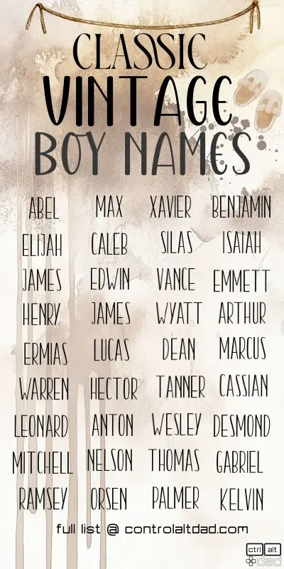 Vintage Boy Names List - Ctrl Alt Dad - Navigating The Chaos Of Dad ...